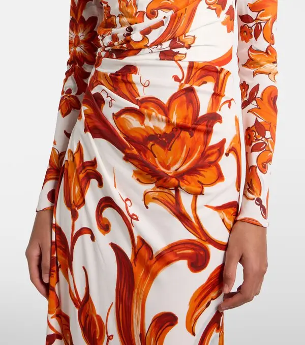 Dolce & Gabbana Majolica Print Organza Maxi Dress