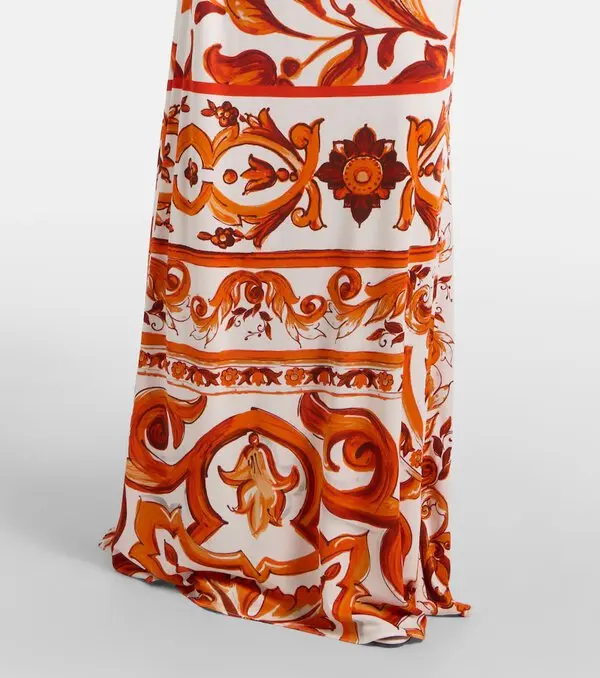 Dolce & Gabbana Majolica Print Organza Maxi Dress