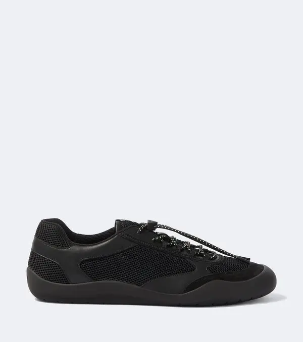 Prada Speedrock Leather-trimmed Sneakers - Black