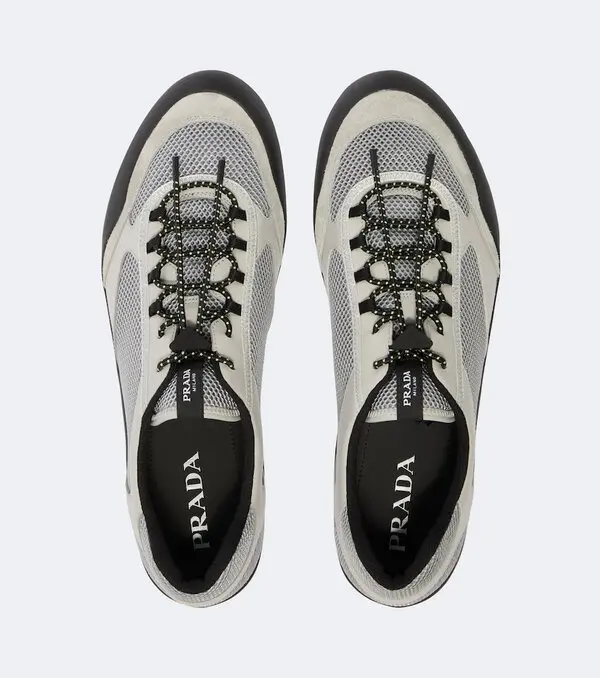 Prada Speedrock Leather-trimmed Sneakers - Grey