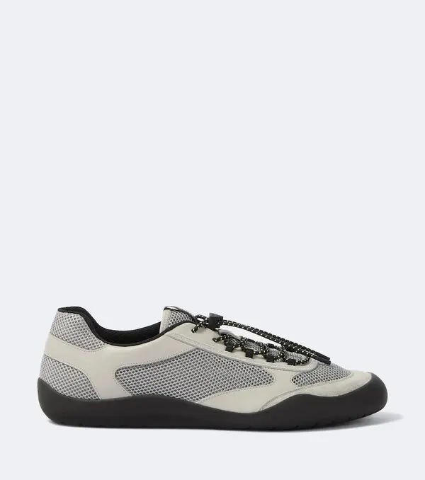 Prada Speedrock Leather-trimmed Sneakers - Grey