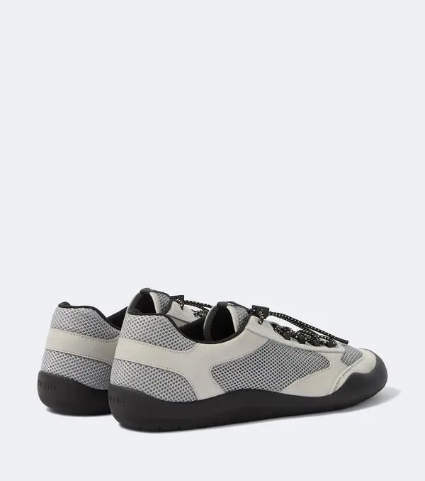 Prada Speedrock Leather-trimmed Sneakers - Grey