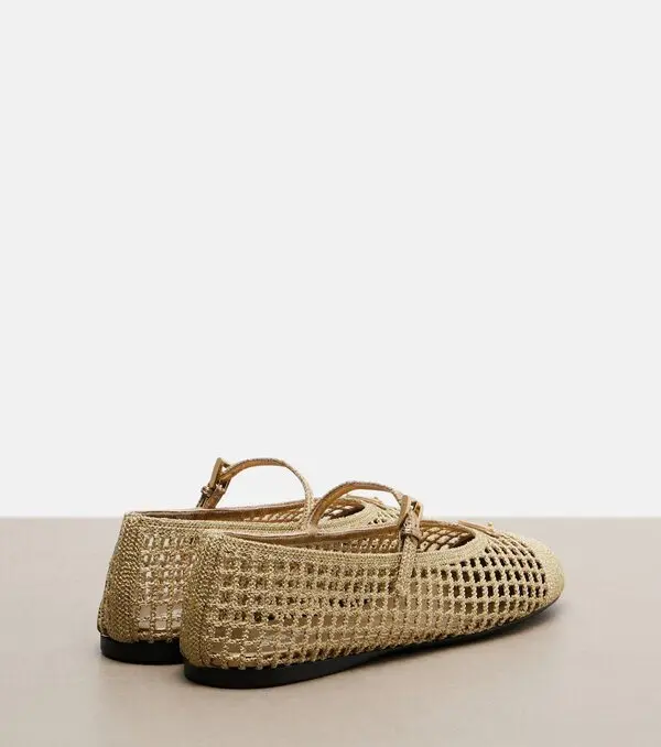 Prada Woven Mary Jane Flats - Gold