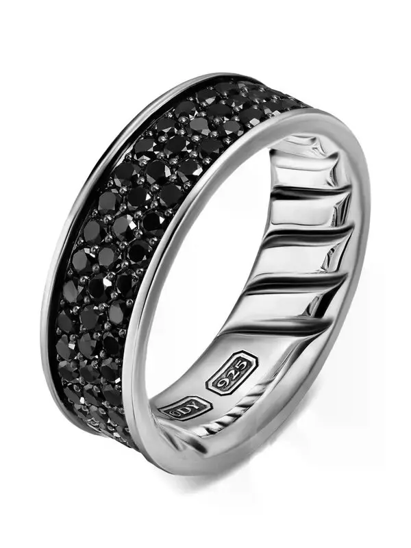 David Yurman Streamline Pavé Black Diamond Band Ring In Sterling - Silver