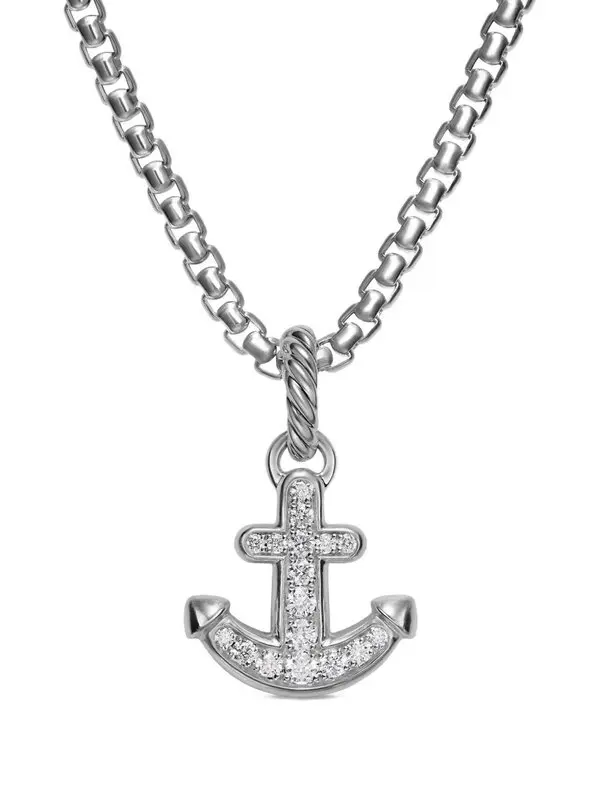 David Yurman Anchor Amulet In Sterling With Pave-set Diamonds - Silver