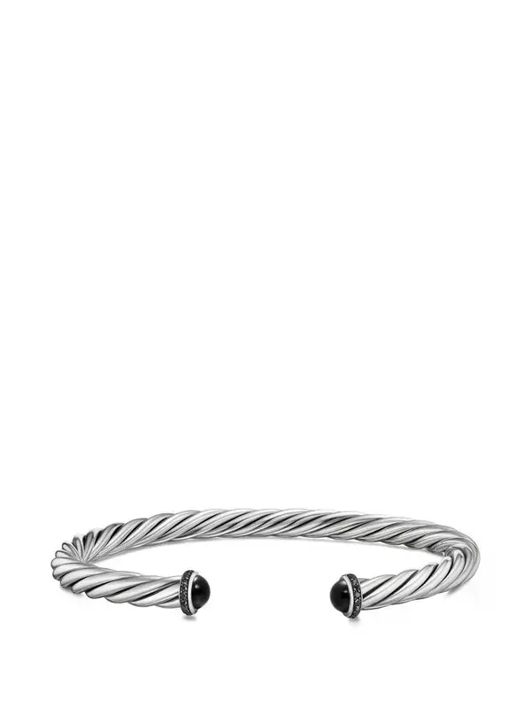 David Yurman Sterling Black Onyx And Black Diamond Cable Cuff Bracelet - Silver