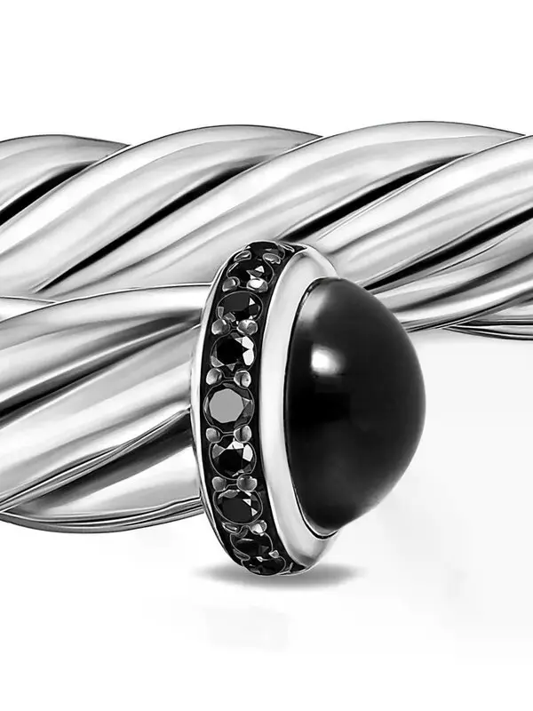 David Yurman Cable Cuff Bracelet With Black Onyx And Black Diamonds
