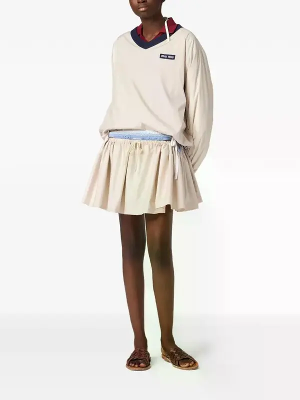 Miu Miu Technical Pongé Miniskirt - Neutrals