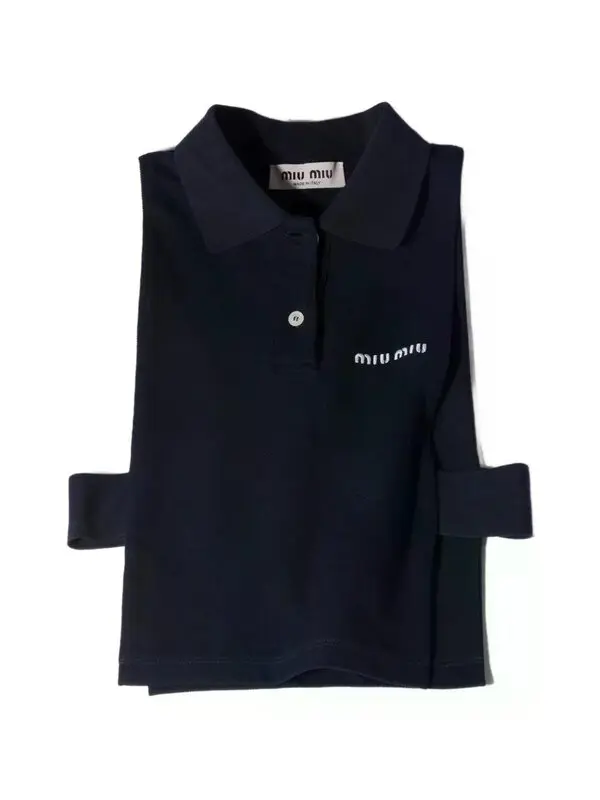 Miu Miu Polo Collar Vest With Embroidered Logo