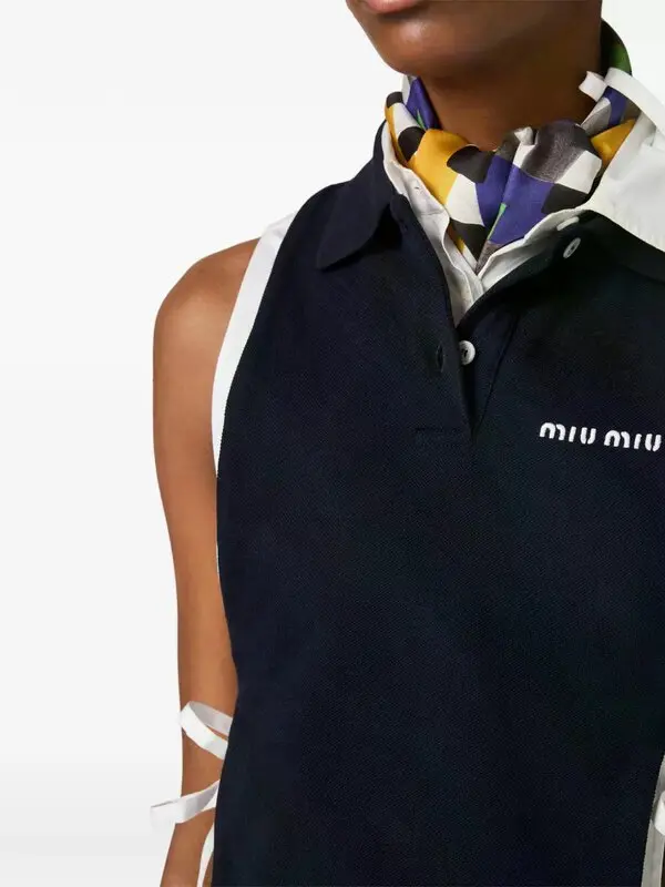 Miu Miu Polo Collar Vest With Embroidered Logo