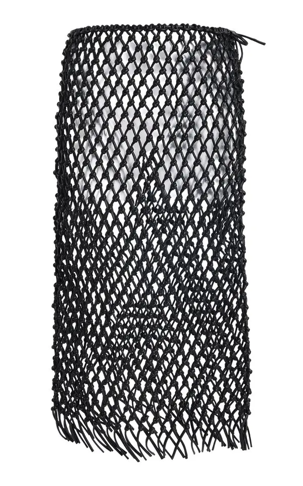 THE FRANKIE SHOP Nelaya Leather Macrame Skirt - Black