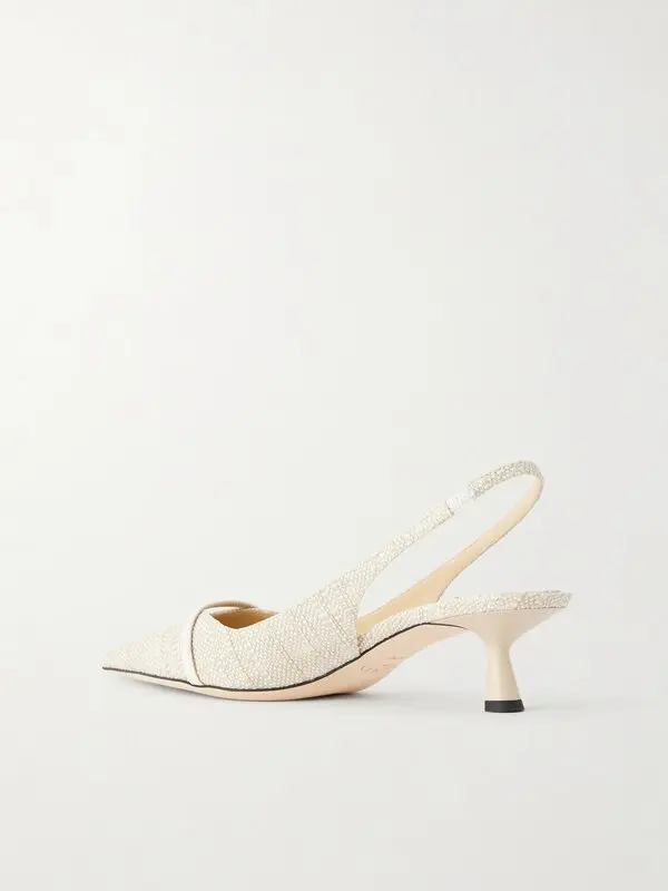 JIMMY CHOO Amita 45 Pearl-embellished Slingback Pumps