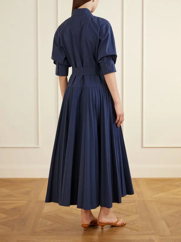 Simkhai Arlo Cotton Belted Maxi Shirt Dress - Blue