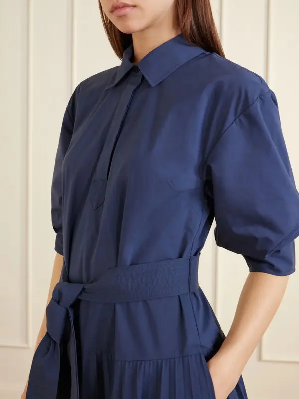 Simkhai Arlo Cotton Belted Maxi Shirt Dress - Blue