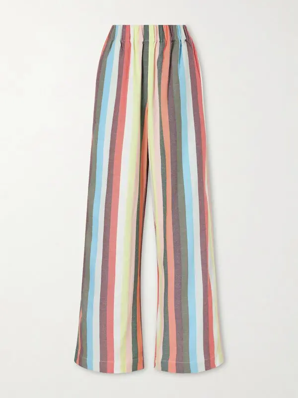 MARRAKSHI LIFE Striped Cotton Wide-leg Palazzo Trousers - Multi
