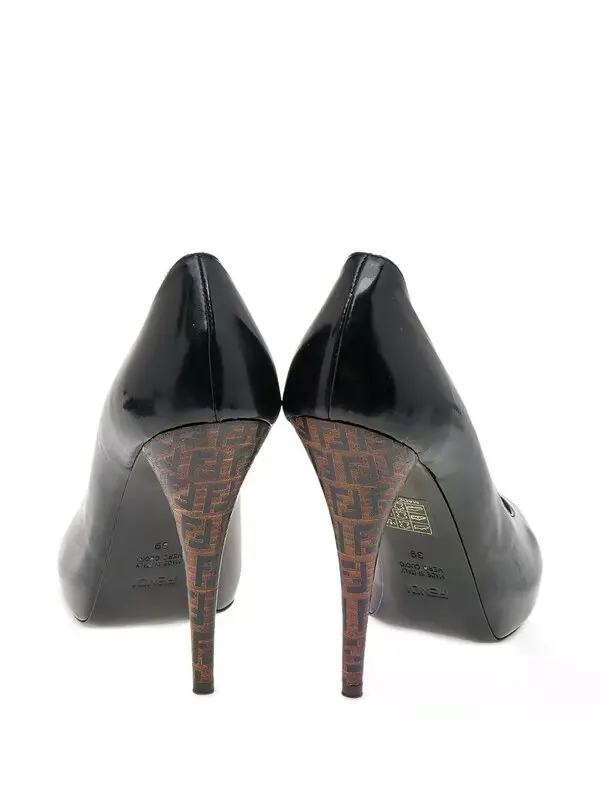 Fendi Zucchino Peep-toe Platform Stiletto Heels - Black