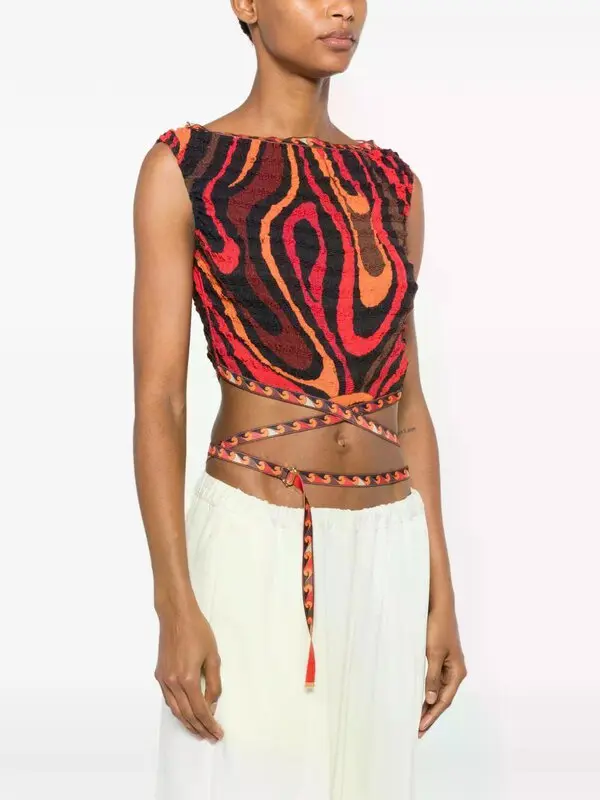 Emilio Pucci Marmo-print Wrap-around Top