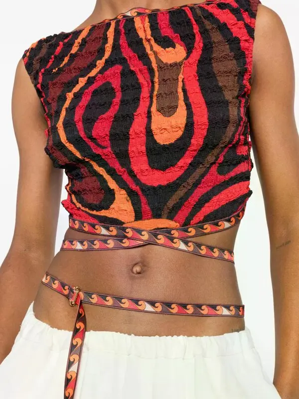 Emilio Pucci Marmo-print Wrap-around Top