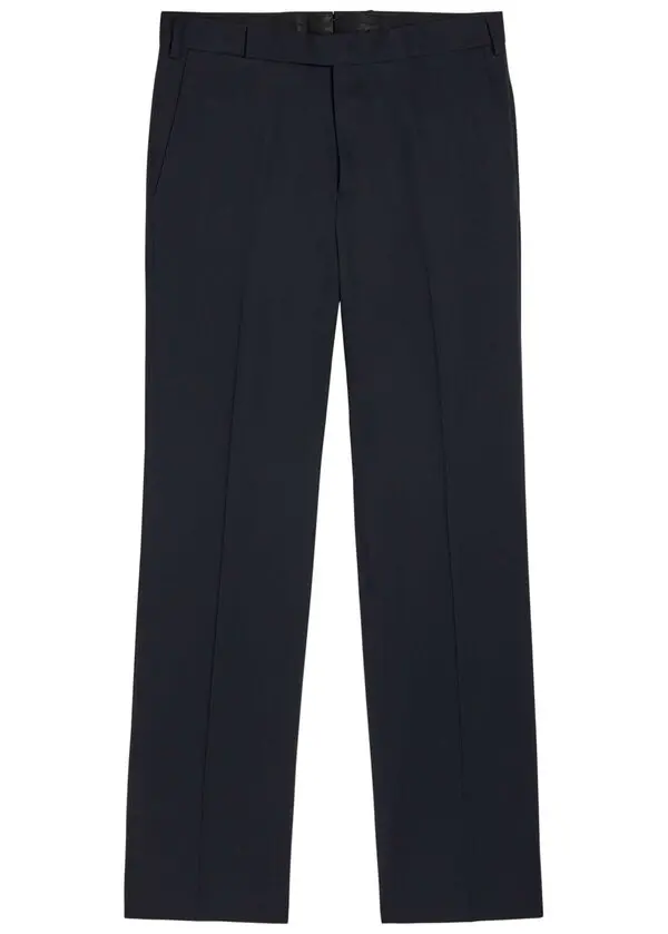 LARDINI Straight-leg Wool Trousers - Navy