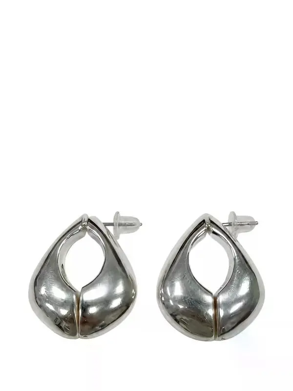 Soeur Maxi Moon-line Sculptural Drop Earrings - Silver