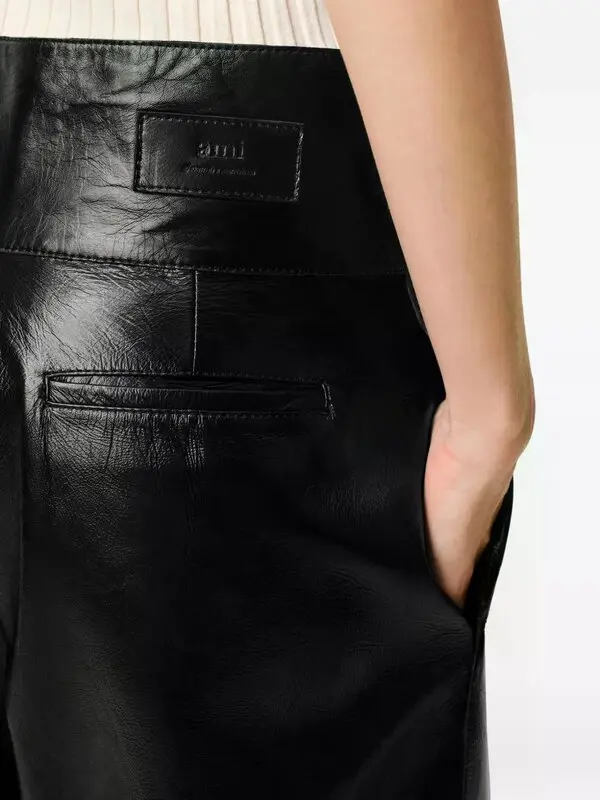 AMI Paris Belted Leather Trousers