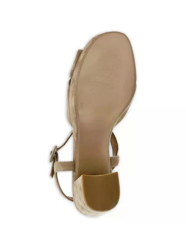 JULIE DEE Suede Platform Block Heel Sandals - Brown