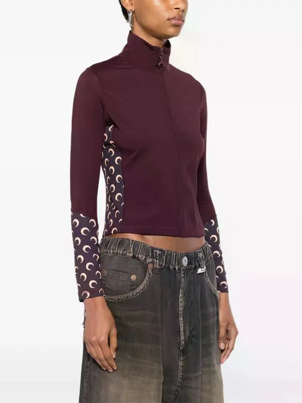 MARINE SERRE Moon Print Panelled High Neck Top