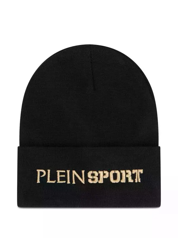 PLEIN SPORT Logo-embroidered Beanie Hat - Black