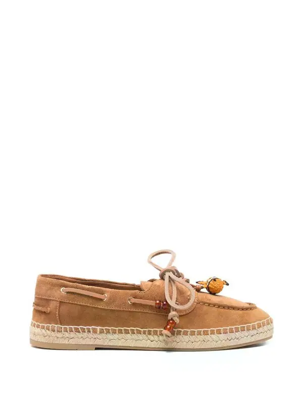 AQUAZZURA Embellished Suede Espadrilles - Brown