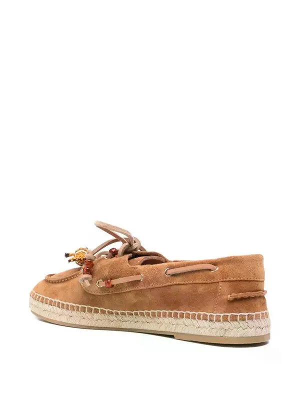 AQUAZZURA Suede Espadrilles With Bead Embellishment - Brown