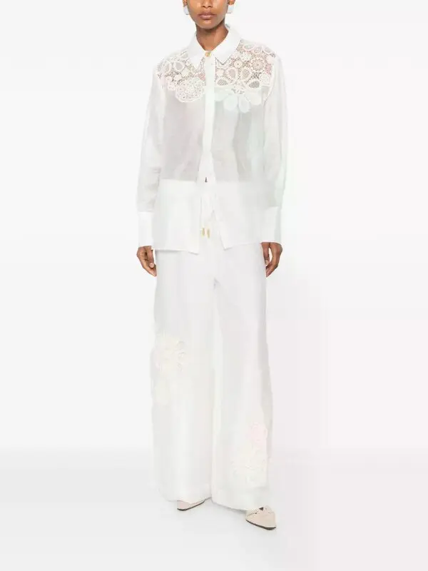 Aje Gia Embroidered Sheer Shirt