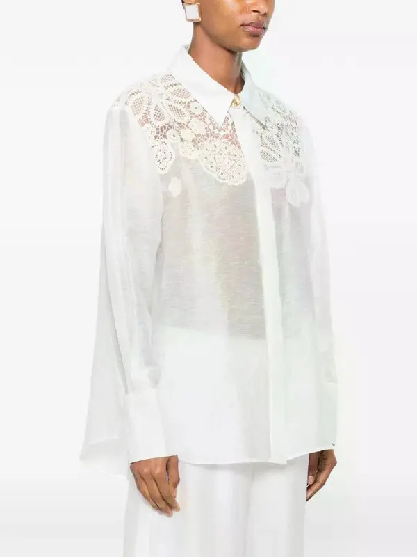 Aje Gia Embroidered Sheer Shirt