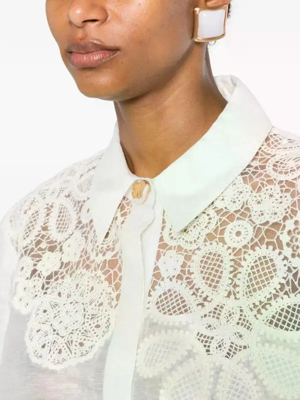 Aje Gia Embroidered Sheer Shirt