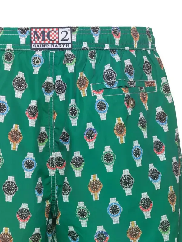 MC2 SAINT BARTH Watch Print Swim Shorts - Green