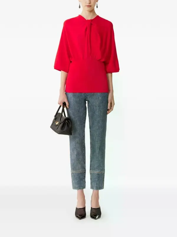LANVIN Draped Three-quarter Sleeve Sweater