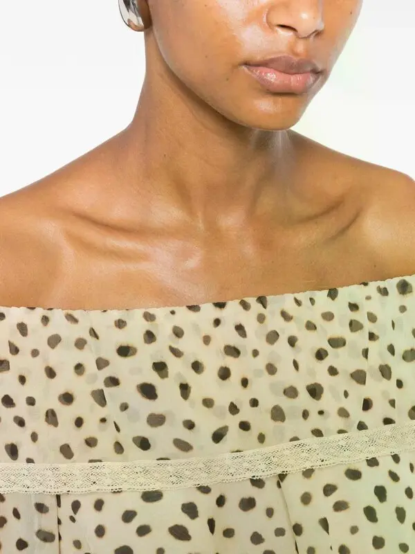 Posse Priscilla Cheetah-print Off-the-shoulder Blouse - Neutrals