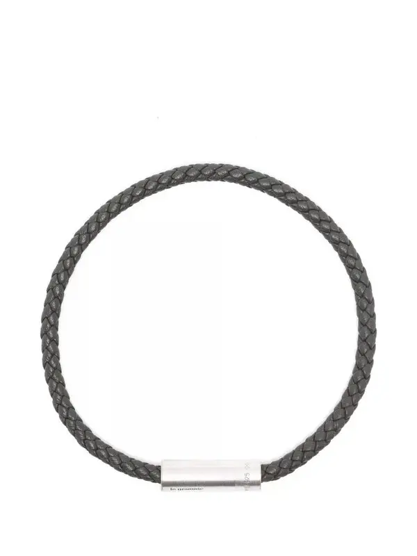 Le Gramme Braided Leather Bracelet - Grey