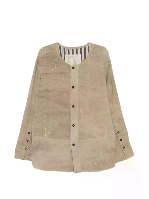 ZIGGY CHEN Patchwork Collarless Shirt