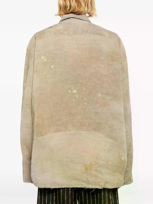 ZIGGY CHEN Patchwork Collarless Shirt