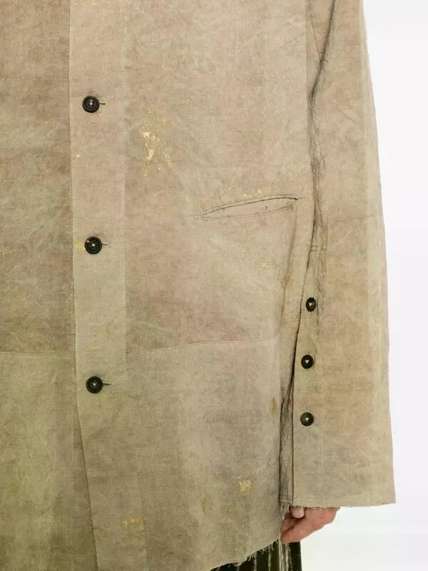 ZIGGY CHEN Patchwork Collarless Shirt