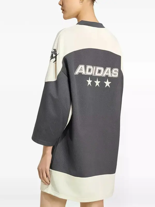 Adidas Logo Print V-neck T-shirt Mini Dress