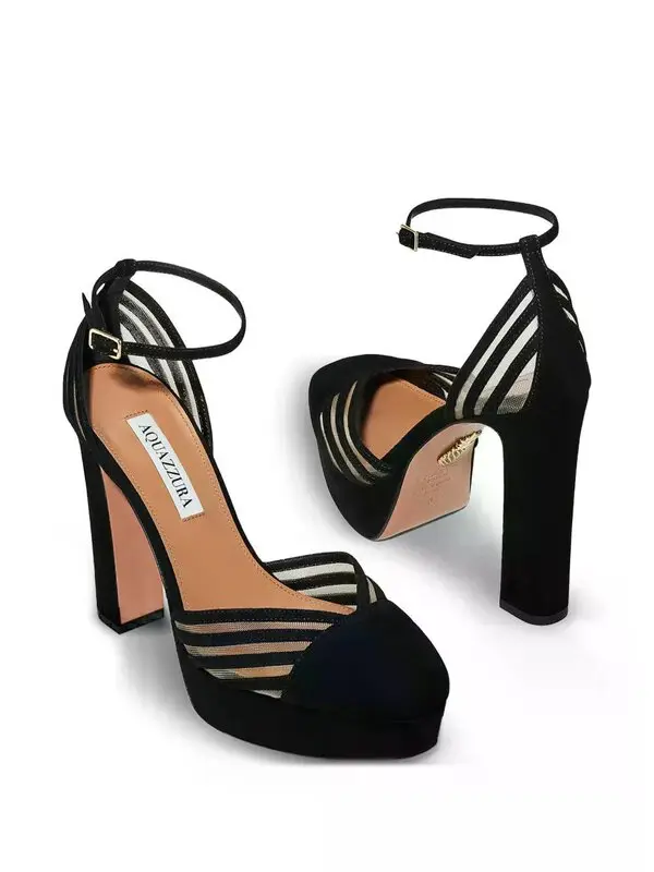 AQUAZZURA Alana Plateau Suede Heeled Pumps