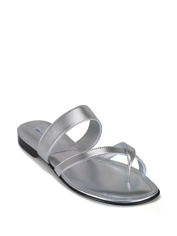 Manolo Blahnik Metallic Effect Toe-strap Sandals - Silver