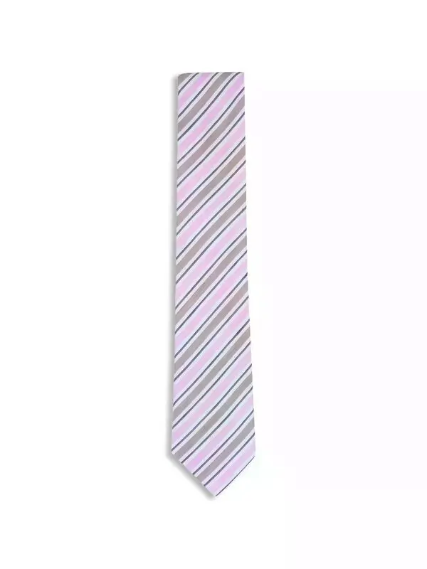 Zegna Diagonal Stripe Neck Tie - Pink