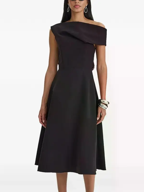 MOOS STUDIO Off-shoulder Draped Midi Dress - Black