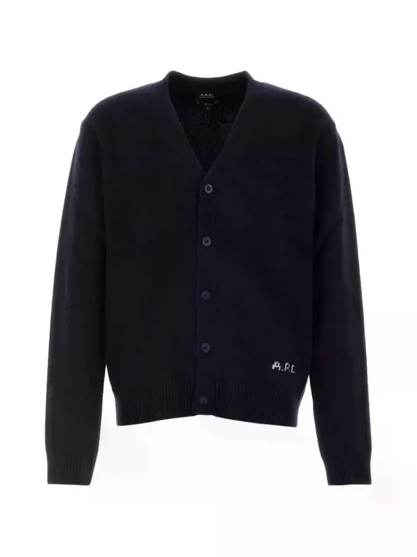 A.p.c. Kevin Logo-embroidered Cardigan - Blue