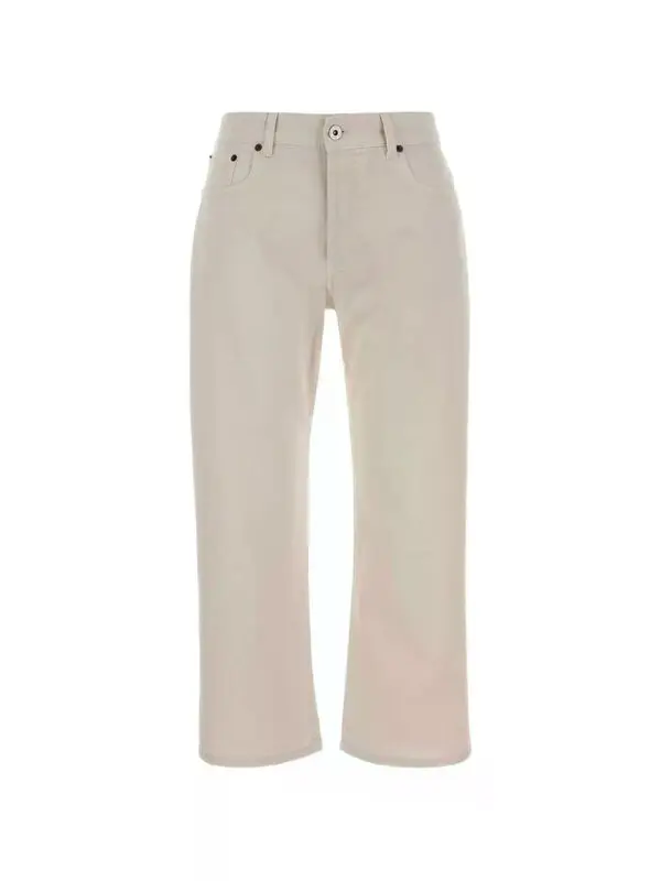 Miu Miu Logo Embroidered Cotton Trousers