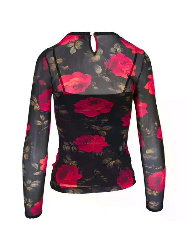 Carolina Herrera Floral Print Mesh Blouse