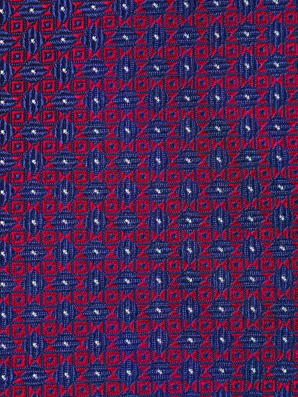 Kiton Geometric Pattern Silk Neck Tie - Red