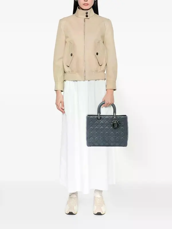 Dior Lambskin Cannage Lady Satchel - Grey